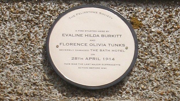 Felixstowe Bath Hotel suffragette arson commemorated - BBC News