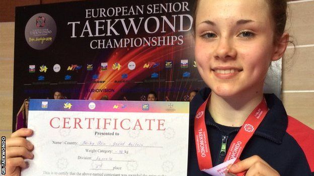 European Taekwondo: Asia Bailey wins GB's first medal with bronze - BBC ...
