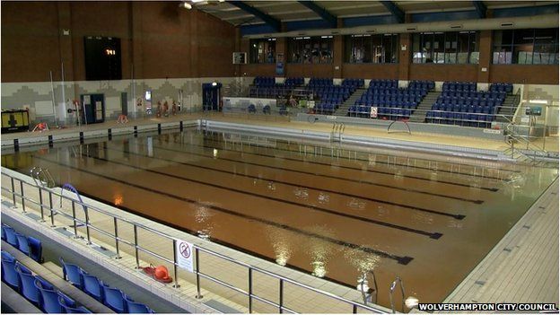Swimming pool dyed gold to honour Wolverhampton Wanderers - BBC News