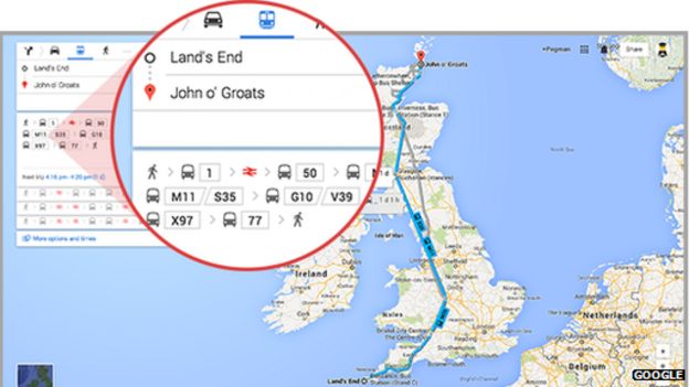 Google Maps adds Great Britain public transport data - BBC News