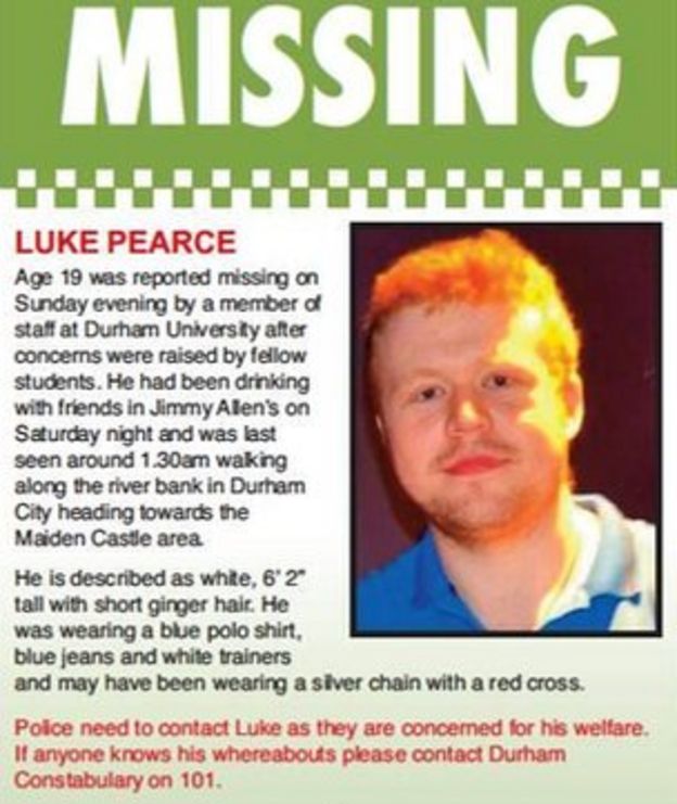 Luke Pearce: Body found a week after student goes missing - BBC News