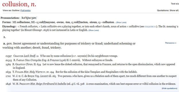 How has collusion been defined? - BBC News
