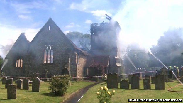 Ropley church gutted by blaze - BBC News