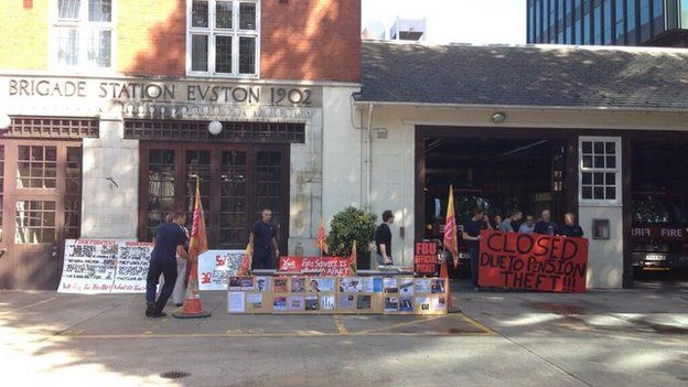 Firefighters stage seven-hour strike in England and Wales - BBC News
