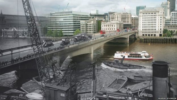 Old and new London bridge images combined - BBC News