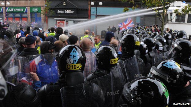 Dungannon man jailed for part in Belfast riot - BBC News