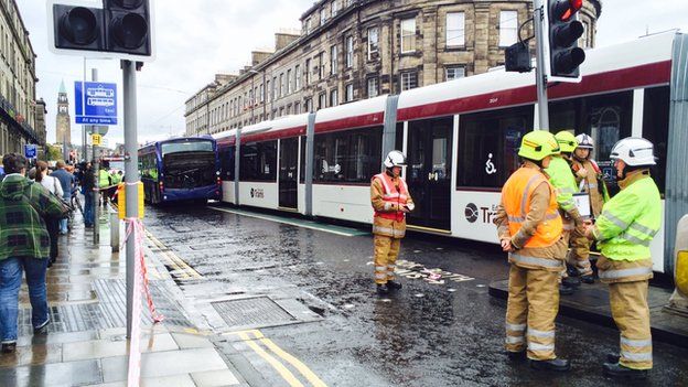 Bus and tram in Edinburgh collision - BBC News