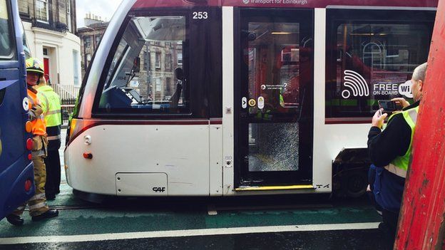 Bus and tram in Edinburgh collision - BBC News