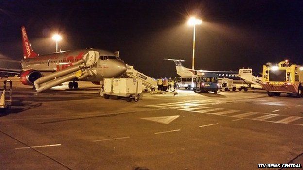 Jet2 passengers escaped along wing after emergency landing - BBC News