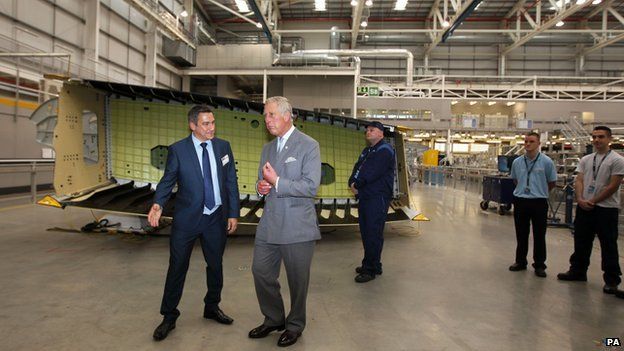 Prince Charles visits Airbus factory in Broughton - BBC News