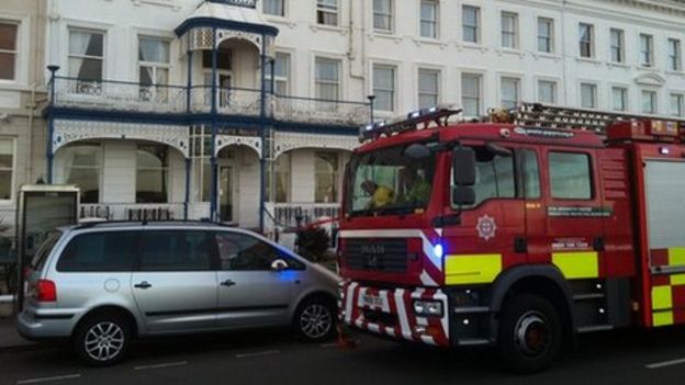 Crews tackle Llandudno seafront hotel fire - BBC News