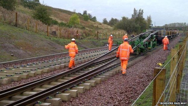 Borders rail link: Final phase of track laying under way - BBC News