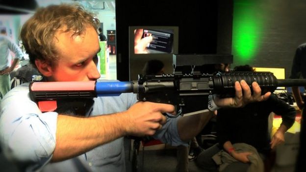 Total recoil? Gun simulator targets army and sofa warriors - BBC News