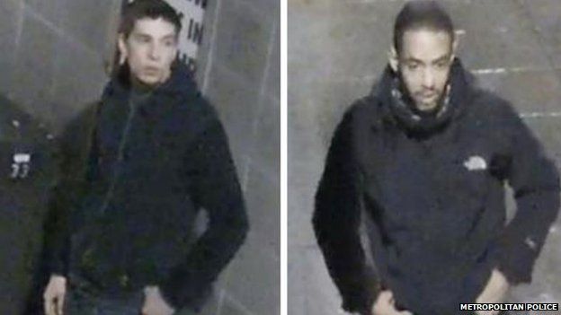 CCTV films suspected armed robbers putting on disguises - BBC News