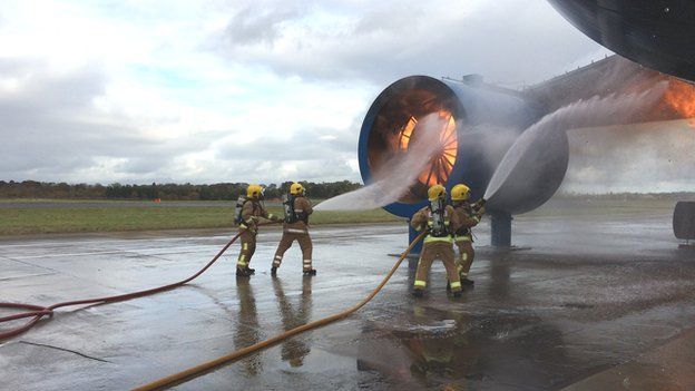 New fire training plane opens at Edinburgh Airport - BBC News