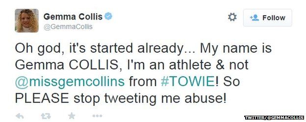 Gemma Collins in Twitter mix up with Paralympian Collis - BBC News