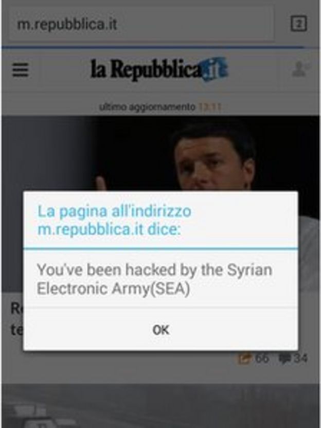 Syrian hacking group places pop-up message on websites - BBC News