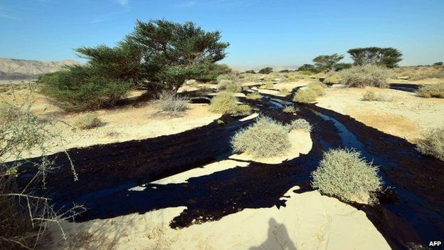 Israeli desert hit by major oil spill - BBC News