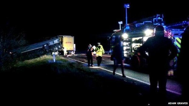 First Great Western rail replacement bus hit by lorry - BBC News