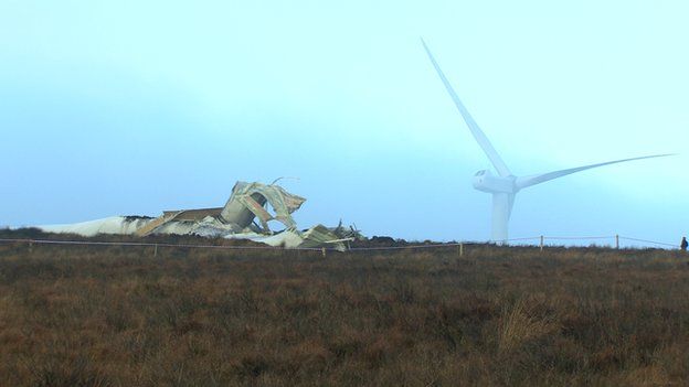Fintona, County Tyrone: 100-metre wind turbine collapses - BBC News