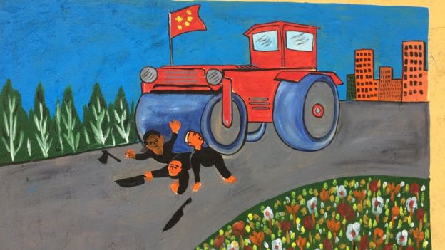 The colourful propaganda of Xinjiang - BBC News