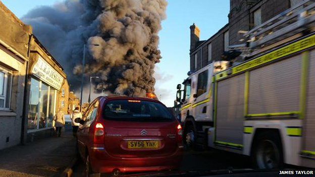 Peterhead fish factory blaze brought under control - BBC News