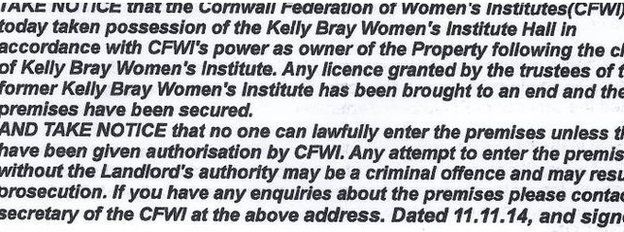 Kelly Bray villagers change hall locks in WI row - BBC News