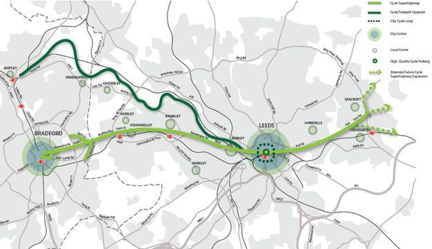 Work to start on Leeds-Bradford cycle super highway - BBC News