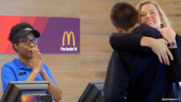 Pay for a Happy Meal with a hug! - BBC News