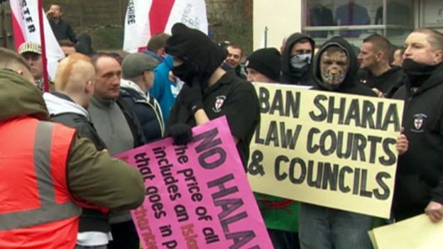 EDL supporters march through Walsall - BBC News