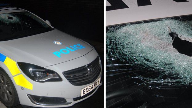 Coventry man guilty of throwing stone slab at police car - BBC News