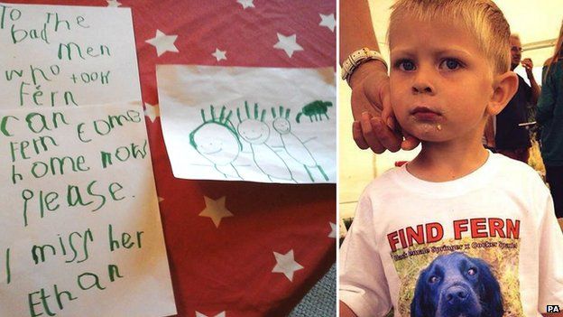 Chessington boy, 4, makes missing dog plea in first letter - BBC News