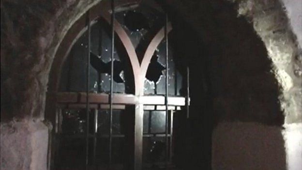 Carn Brea Castle windows smashed by vandals - BBC News