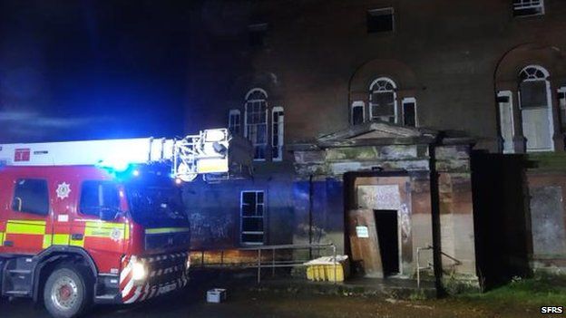 Firefighters spend 10 hours at Carnsalloch House blaze - BBC News