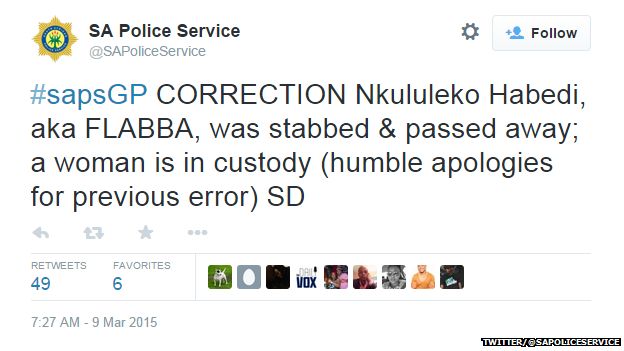 South African rapper Flabba stabbed to death, police confirm - BBC News