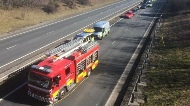 A55 westbound reopens following two crashes - BBC News