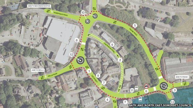 Radstock road system upgrade nears end of work - BBC News