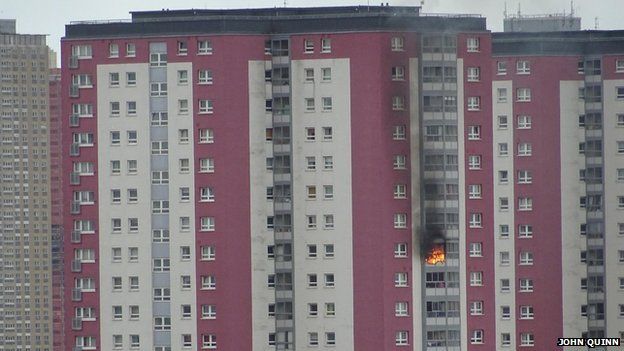 Fire breaks out in high-rise flats in Glasgow - BBC News
