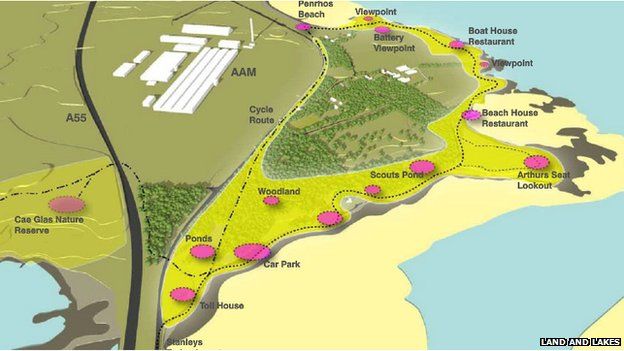 Land and Lakes: Holyhead leisure park community cash deal - BBC News