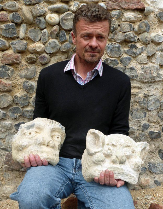 'Yoda' stone head found at Hopton church, Norfolk - BBC News