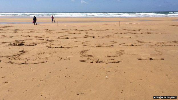 400 people attempt sand angels world record in Pembrokeshire - BBC News
