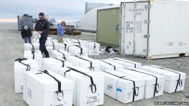 Antarctic ice kept with chips and peas in Bourne - BBC News