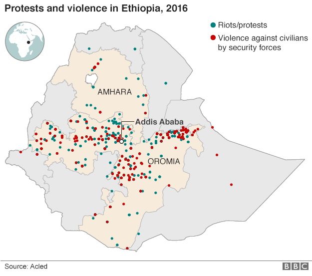 Ethiopia declares state of emergency amid protests - BBC News