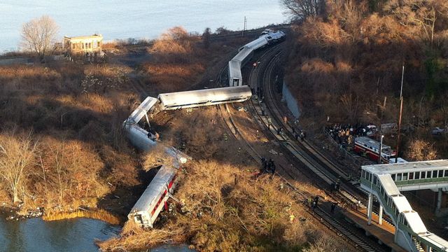 En fotos: tren en Nueva York se descarrila - BBC News Mundo