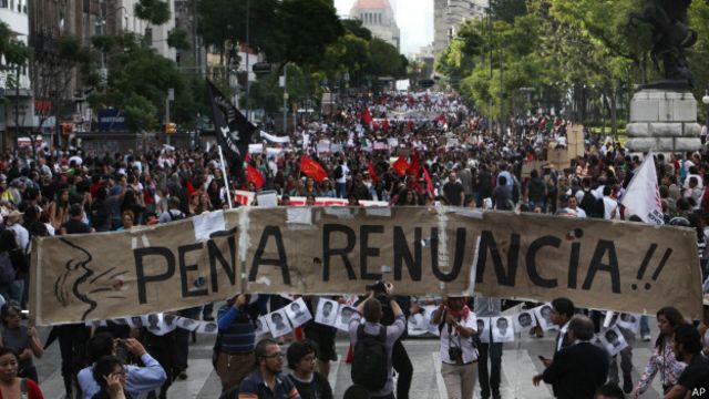 Masivas protestas en México por desaparición de estudiantes - BBC News ...
