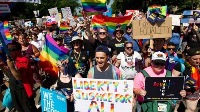 Ribuan Orang Warga As Gelar Unjuk Rasa Dukung Hak Hak Lgbt Bbc News