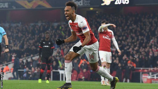 Arsenal 3-0 Rennes (agg: 4-3): Pierre-Emerick Aubameyang inspires ...