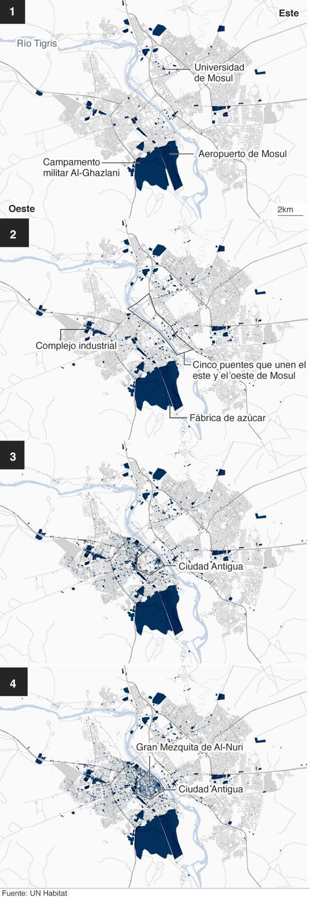 Los mapas, fotos y gráficos que muestran la devastación de Mosul, la ...