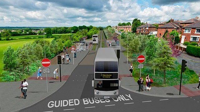 New guided busway between Leigh and Manchester opens - BBC News