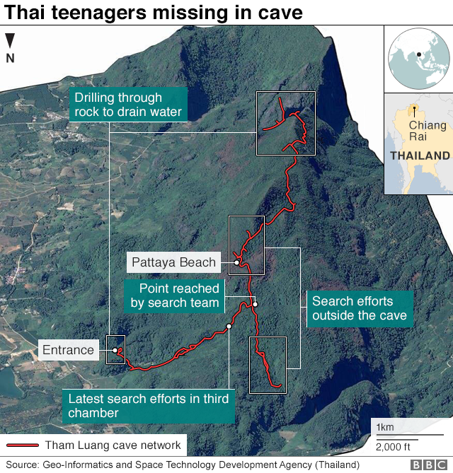 Thai cave: Divers advance in effort to save trapped boys - BBC News